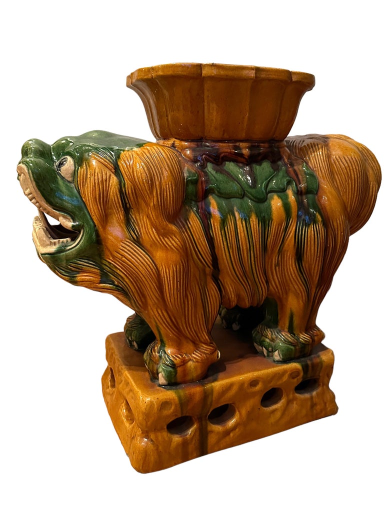 Pair Italian Terracotta Ceramic Foo Dog Garden Seats, Stools or Side ...