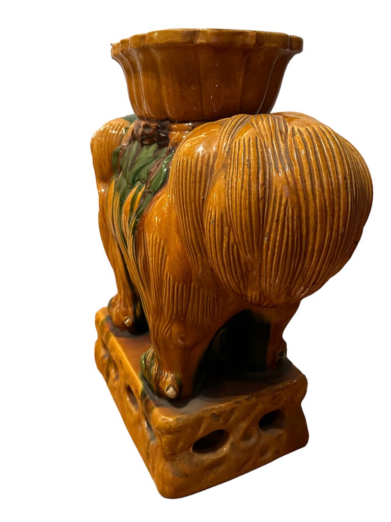 Pair Italian Terracotta Ceramic Foo Dog Garden Seats, Stools or Side ...