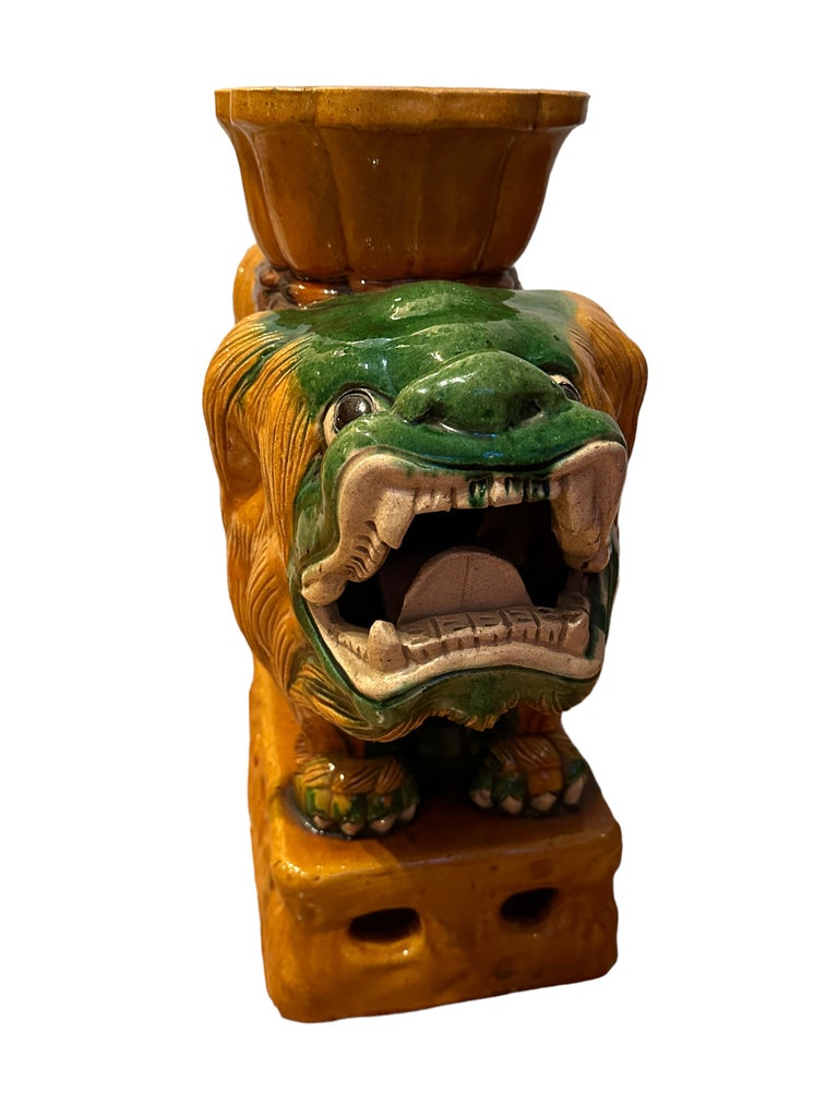 Pair Italian Terracotta Ceramic Foo Dog Garden Seats, Stools or Side ...