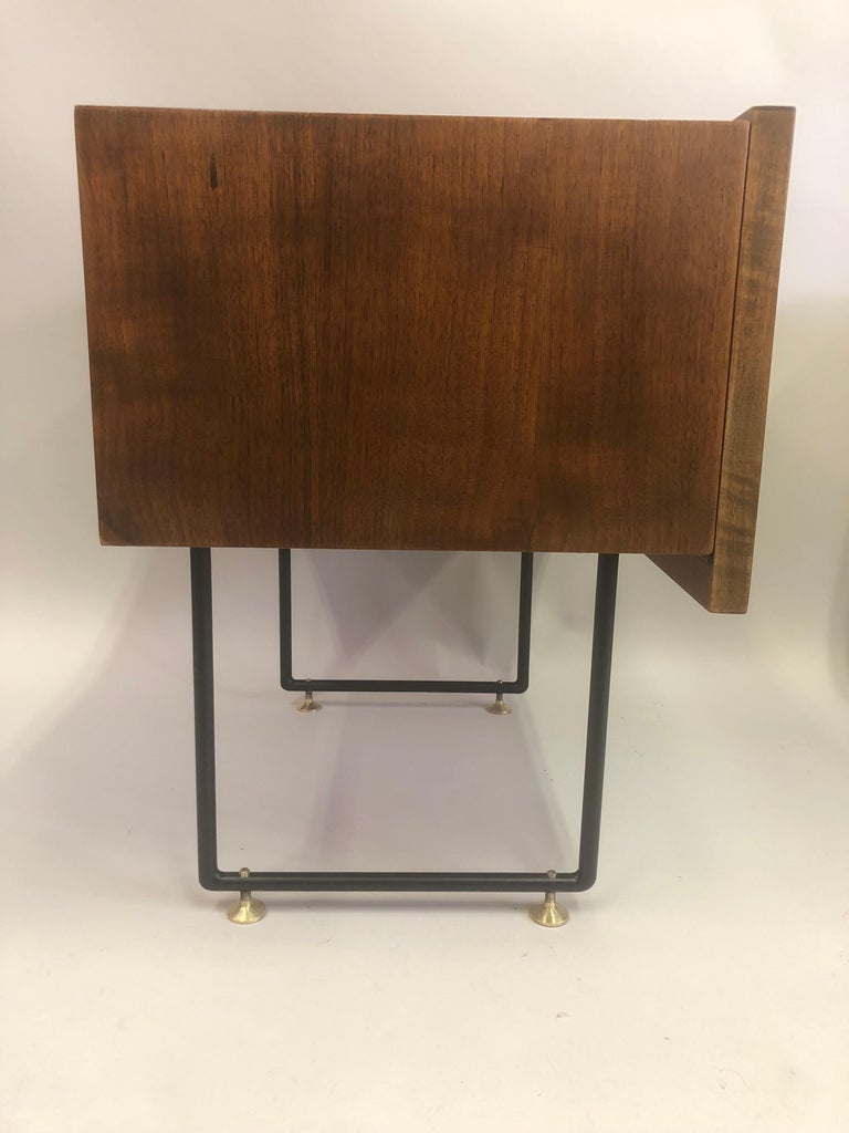 Pair Italian Midcentury Walnut and Steel Side and End Tables ...