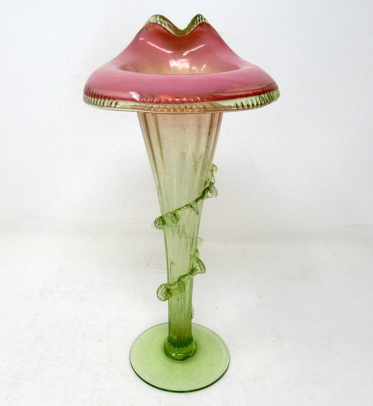 Pair of Jack in the Pulpit Victorian Iridescent Glass Flower Vases ...