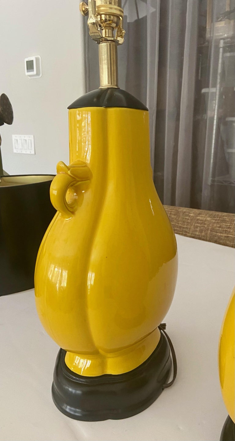 Pair Japanese Asian Bright Yellow Porcelain Table Lamps For Sale at ...