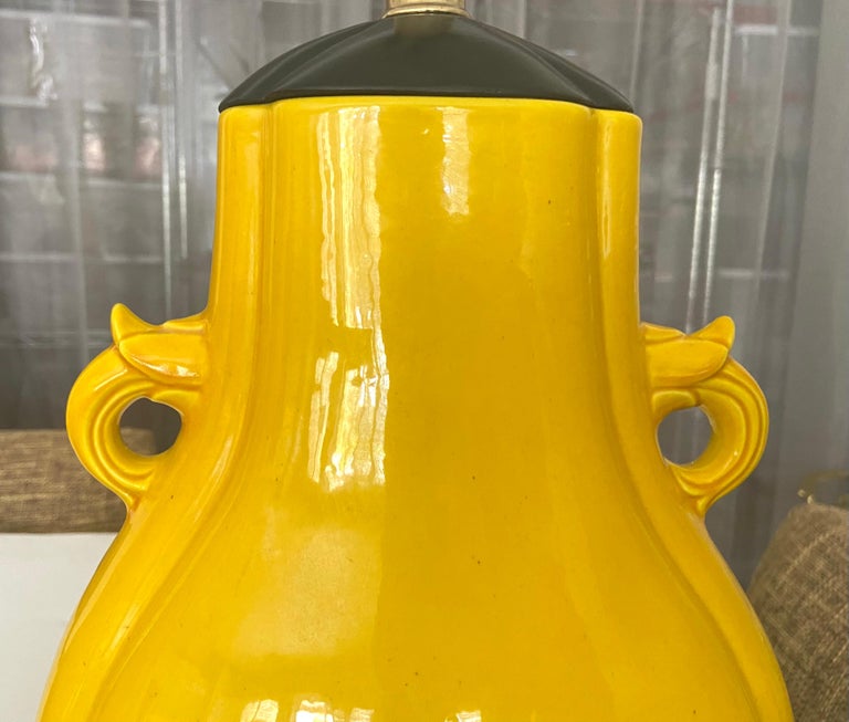 Pair Japanese Asian Bright Yellow Porcelain Table Lamps For Sale at ...