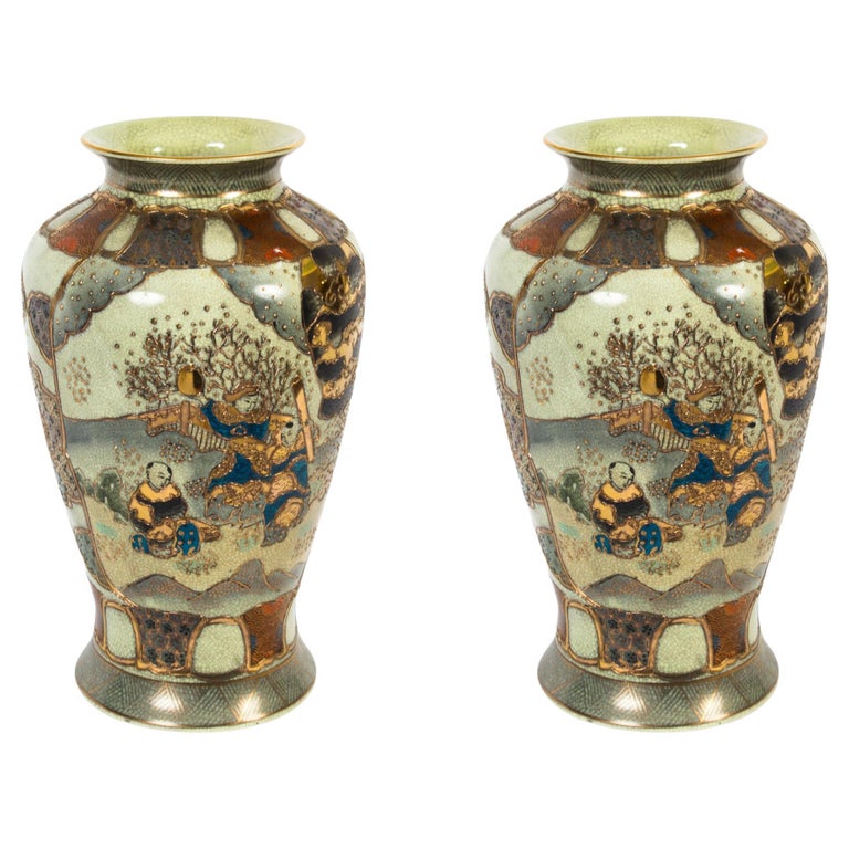 Pair Japanese Imari Hand Painted Porcelain Vases Mid 20th C For Sale at ...