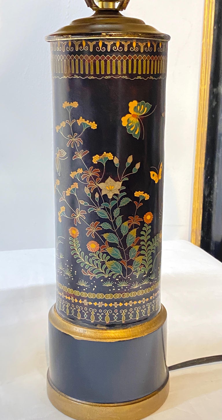 Pair Japanese Meiji Period Satsuma Pottery Cloisonné Lamps Wig Stands ...
