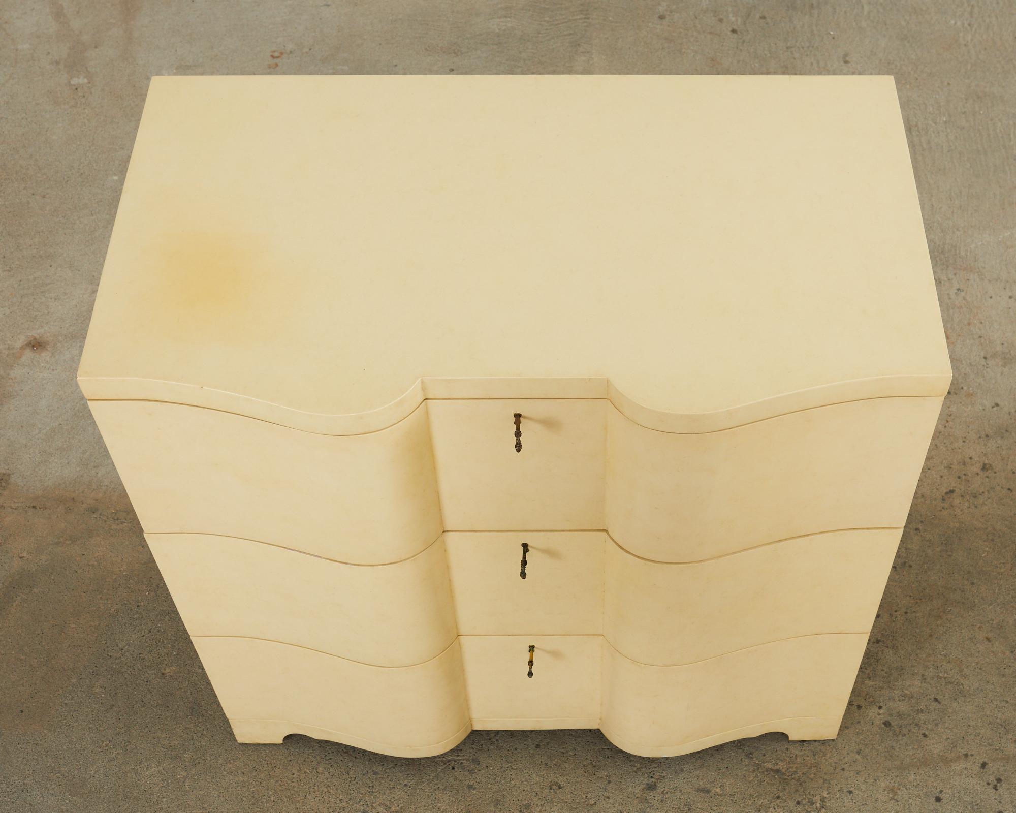 Pair Jean-Michel Frank Style Faux Parchment Chest of Drawers For Sale ...