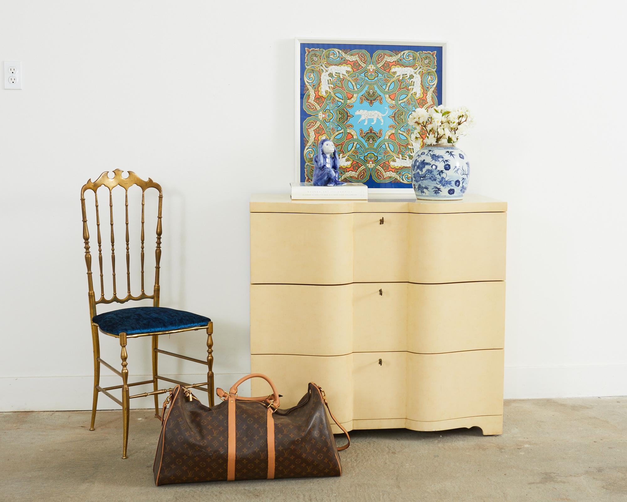 Pair Jean-Michel Frank Style Faux Parchment Chest of Drawers For Sale ...