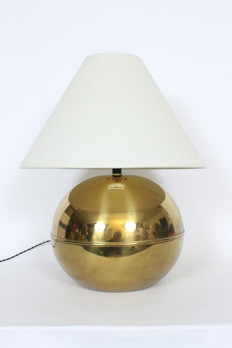 Pair Karl Springer Style Brass "Sphere" Table Lamps, Circa 1980 For ...