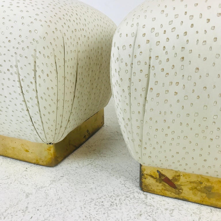 Pair of Karl Springer Style Poufs at 1stDibs