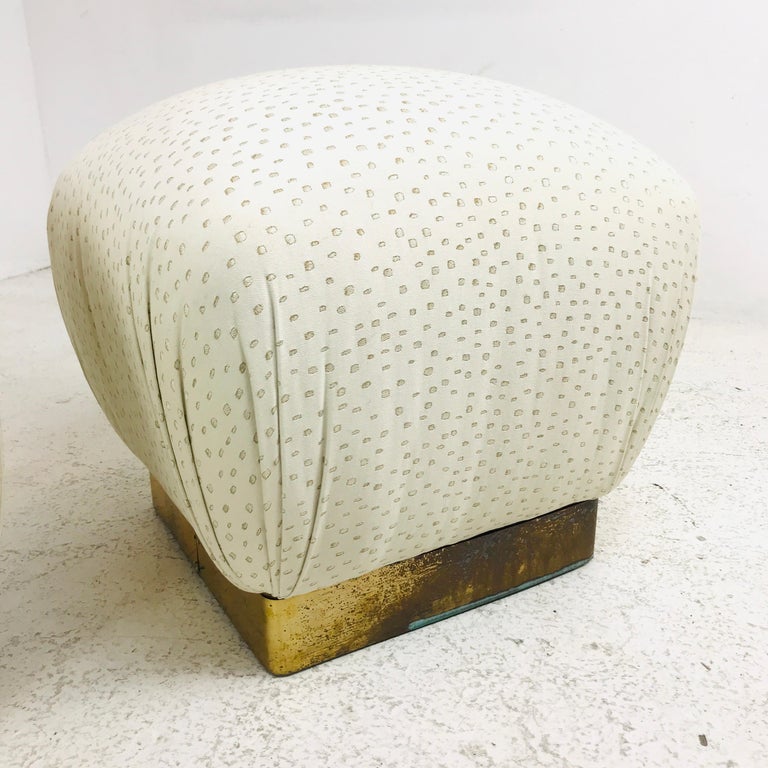 Pair of Karl Springer Style Poufs at 1stDibs