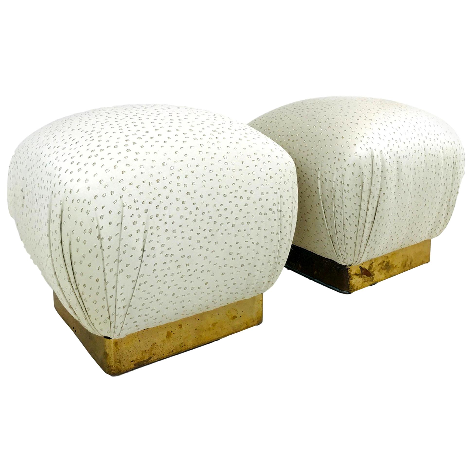 Pair of Karl Springer Souffle Poufs at 1stDibs