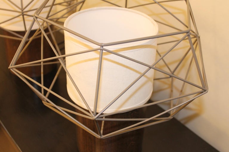 Pair Lamps, Modernist, Metal, Geometric For Sale at 1stDibs