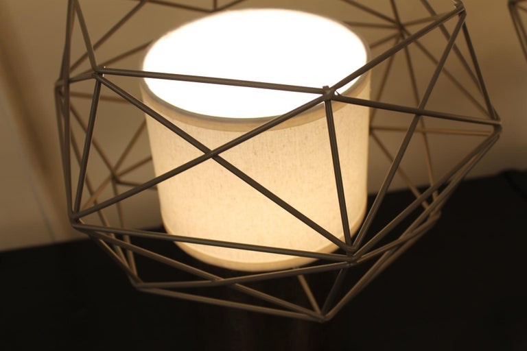 Pair Lamps, Modernist, Metal, Geometric For Sale at 1stDibs