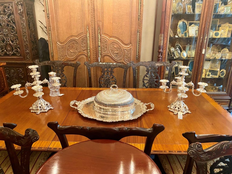 Pair Large Antique American Rococo Style Silver-Plated 5 Cup Candelabra ...