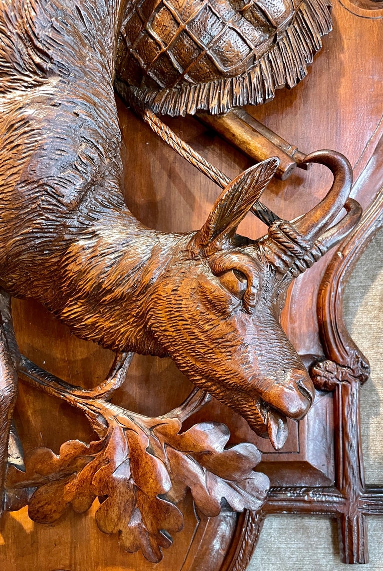 Pair Large Antique Finely Carved Black Forest "Natur Morte" Plaques ...