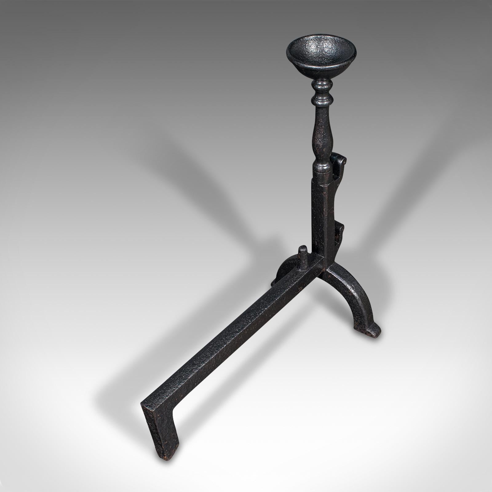 Pair, Large Antique Fire Dogs, English, Cast Iron, Fireplace Andiron ...