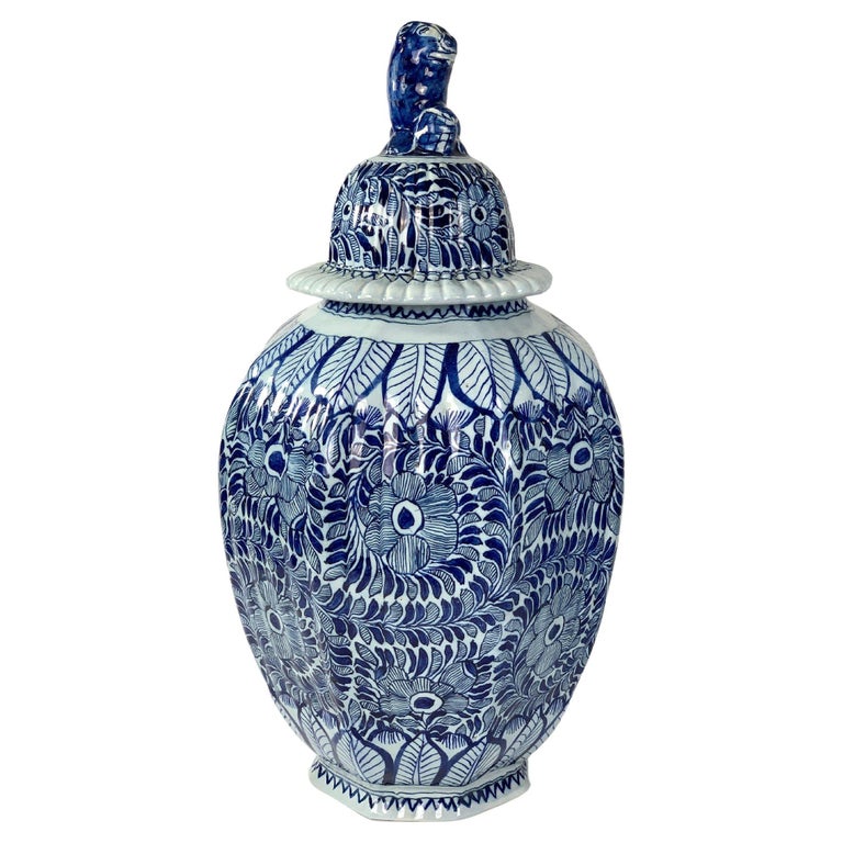 Pair Large Blue and White Delft Jars Made Netherlands 18th Century ...