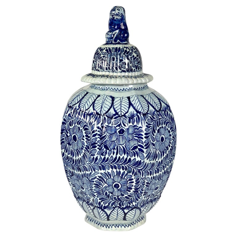 Pair Large Blue and White Delft Jars Made Netherlands 18th Century ...