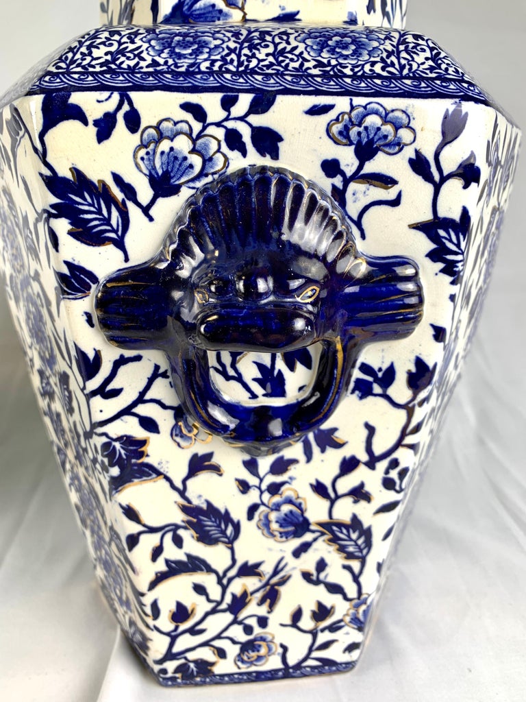 Pair Large Blue and White Jars Hexagonal England circa 1825 For Sale at ...