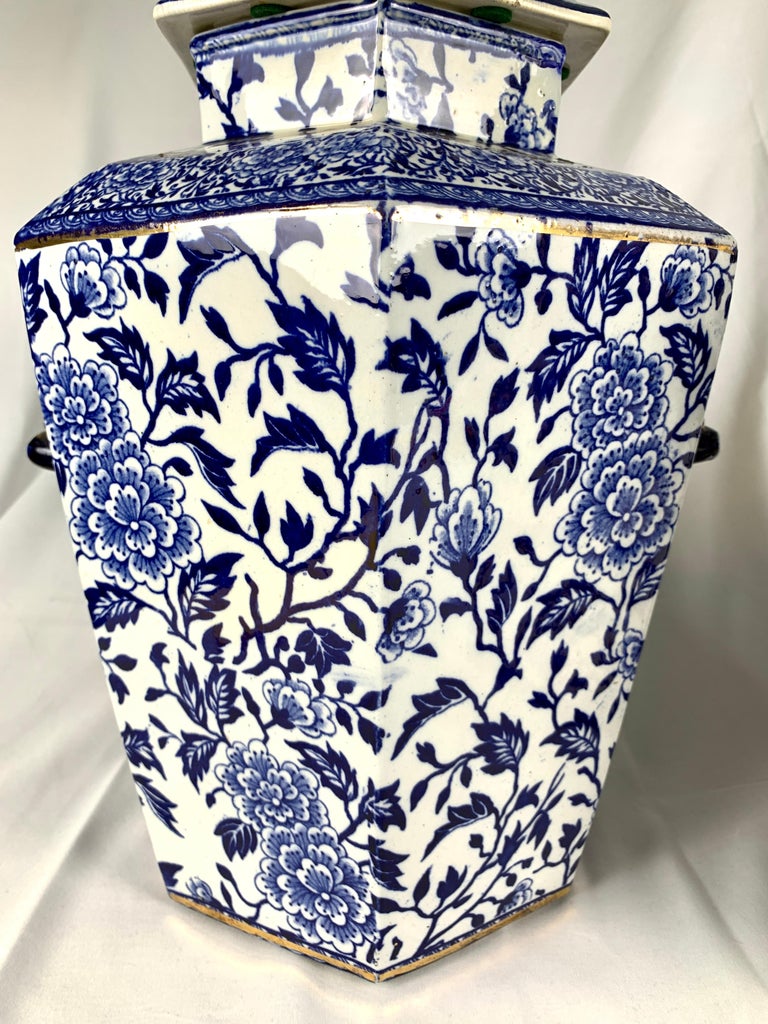 Pair Large Blue and White Jars Hexagonal England circa 1825 For Sale at ...