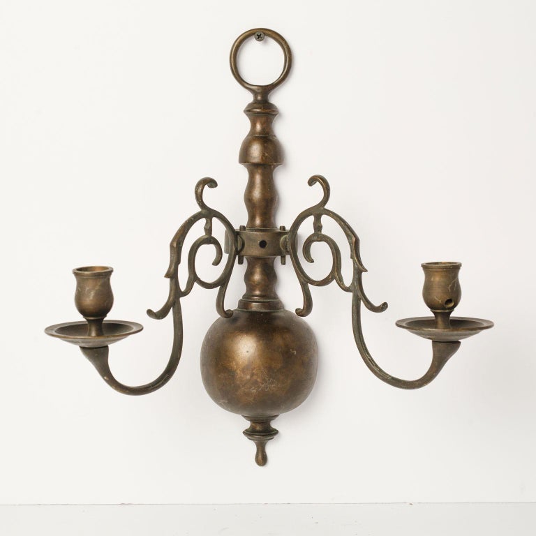 Pair of Large Bronze Two-Arm Sconces at 1stDibs