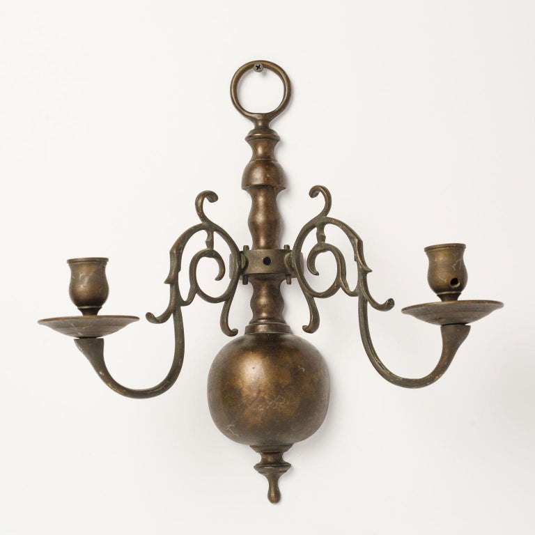 Pair of Large Bronze Two-Arm Sconces at 1stDibs