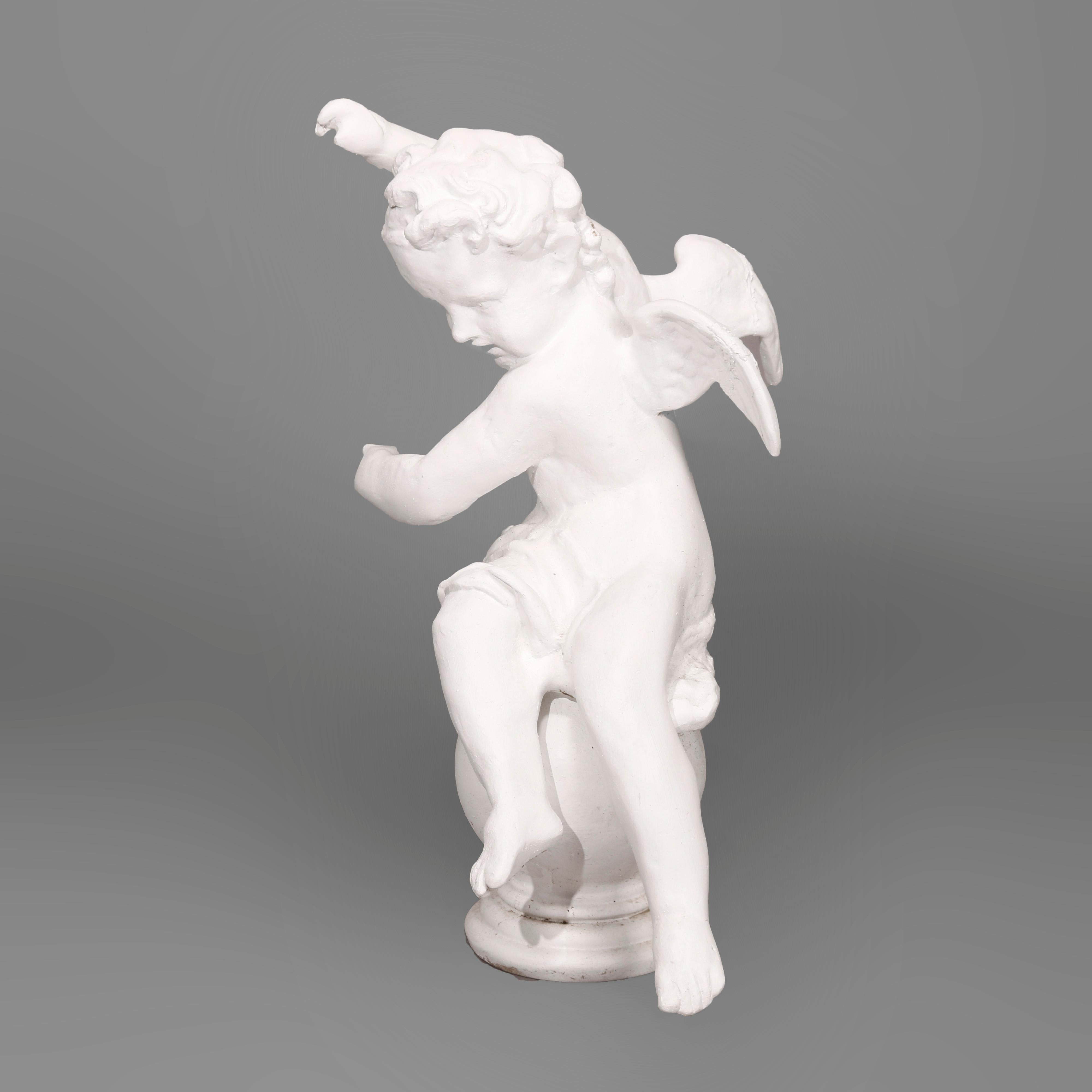 Pair Large Classical Winged Cherub Resin Composition Garden Statues ...