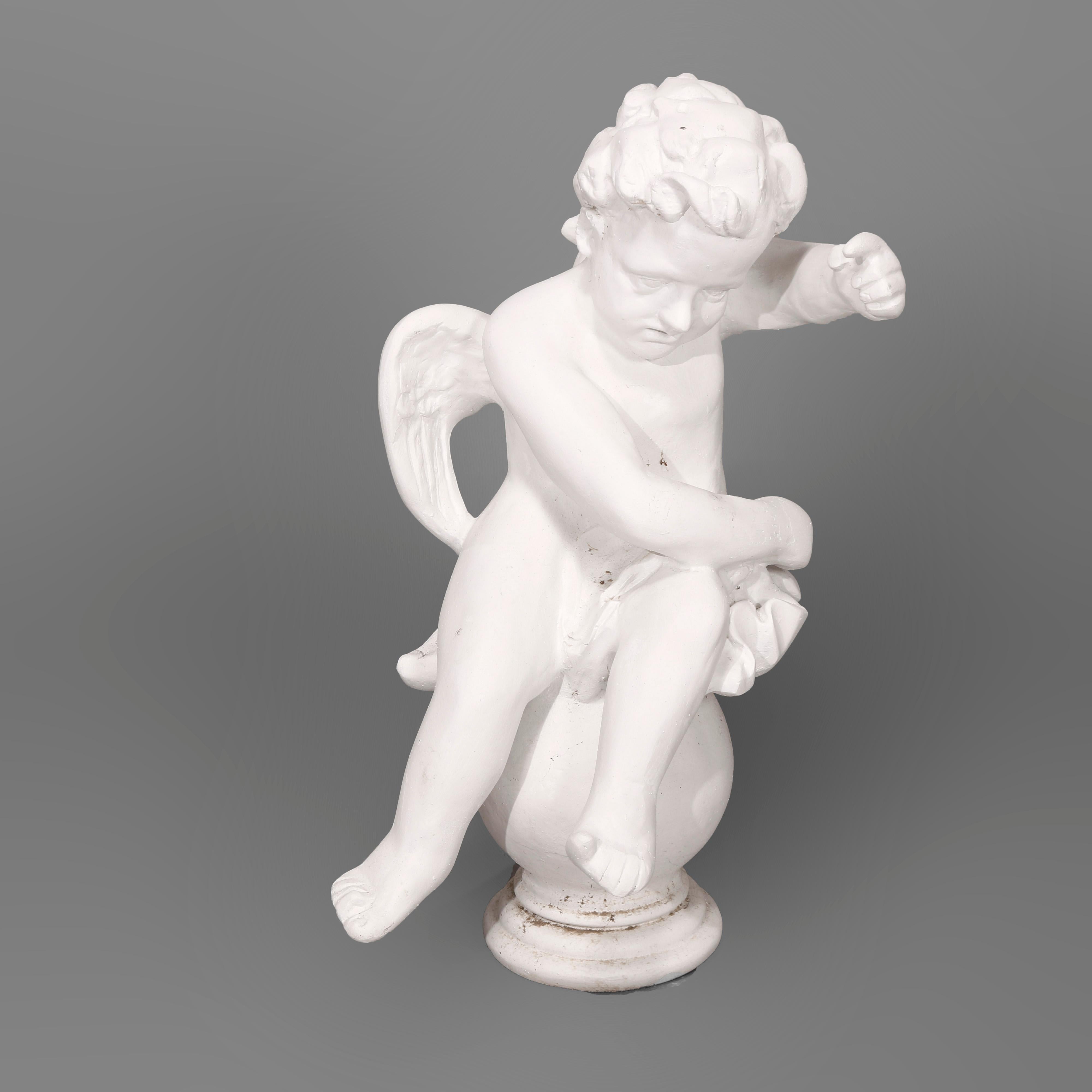 Pair Large Classical Winged Cherub Resin Composition Garden Statues ...