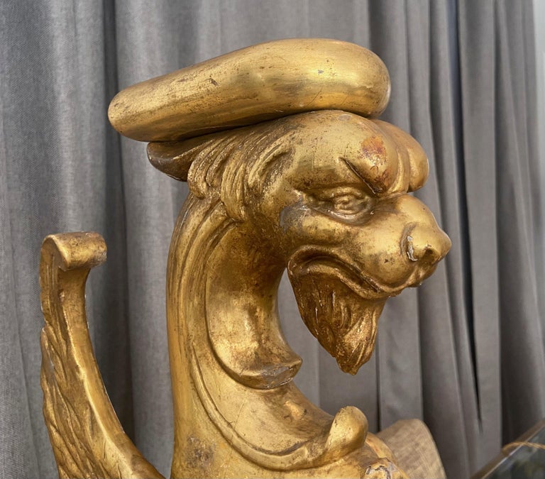 Pair Large French Griffin Architectural Giltwood Statues For Sale at ...