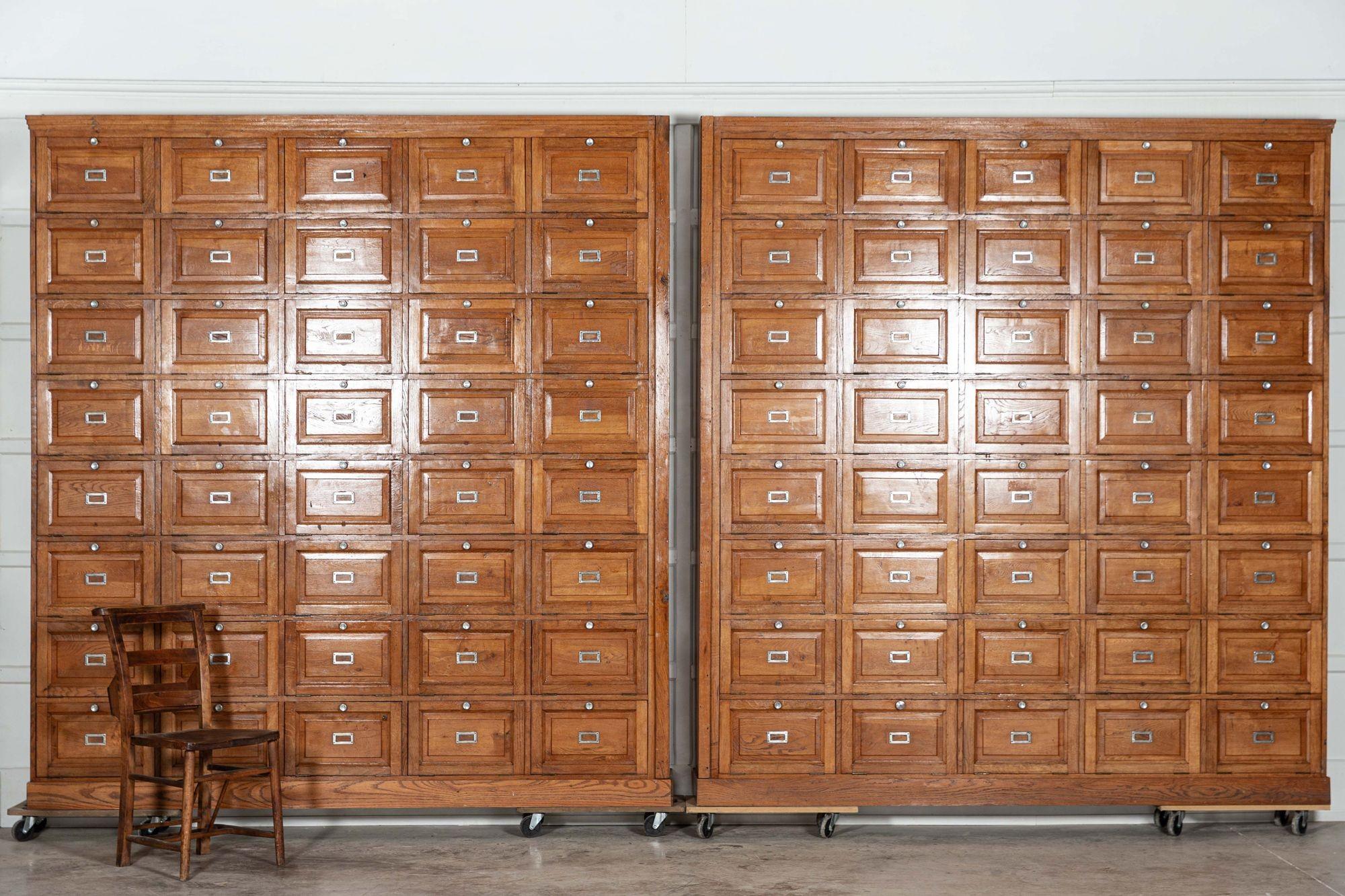 Pair Large French Oak Haberdashery Drawers / Cabinets For Sale at 1stDibs