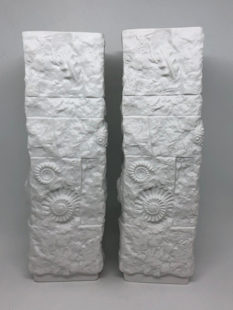 Pair of Large Midcentury Bisque Fossil Vases by Kaiser Porcelain ...