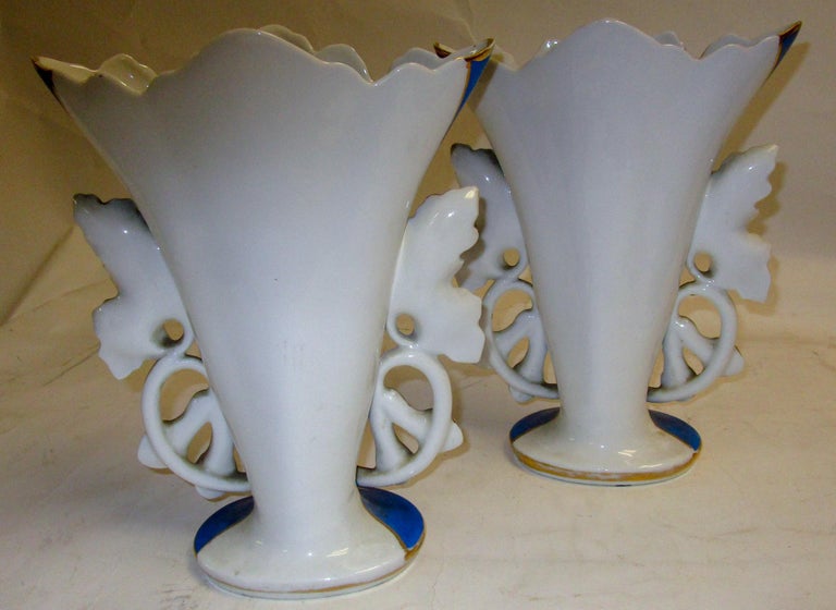 Pair Large Size Old Paris Cobalt Blue Mantle Vases with Classical Greek ...