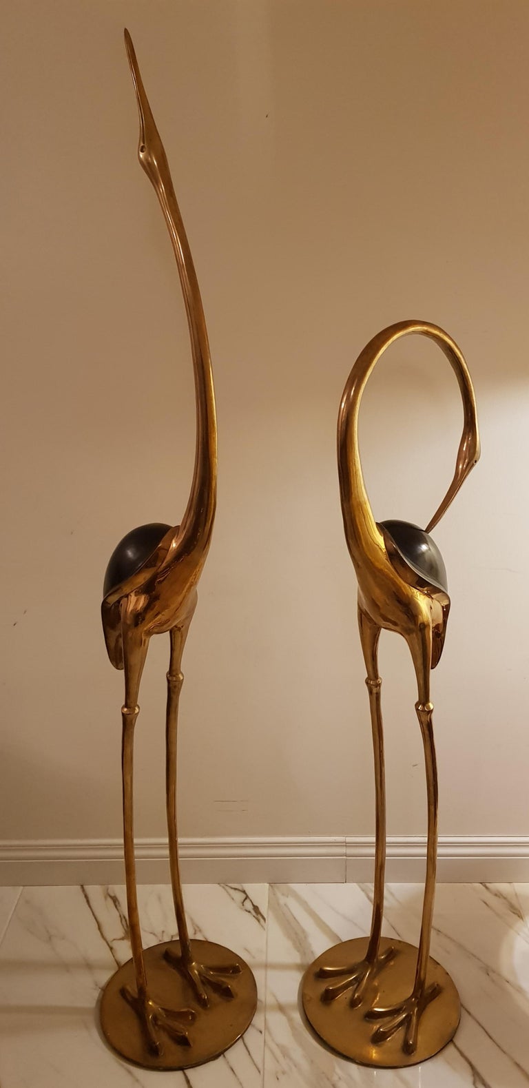 Pair of Large Vintage Human Size Brass Cranes, Hollywood Regency, 1970s ...