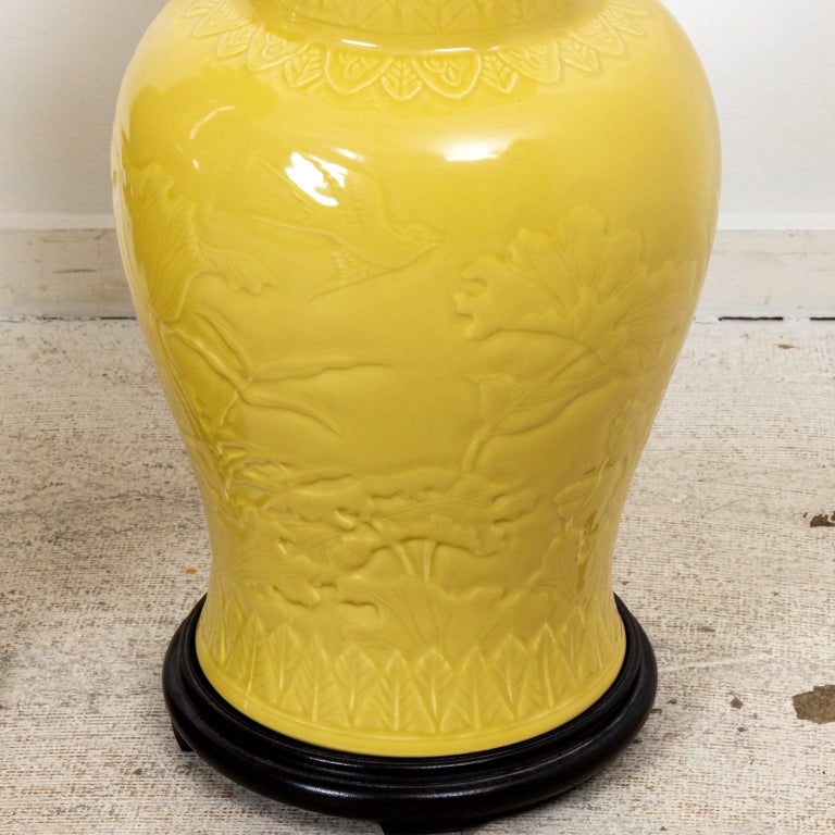 Pair Large Yellow Chinese Vases For Sale at 1stDibs