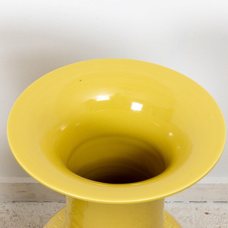 Pair Large Yellow Chinese Vases For Sale at 1stDibs