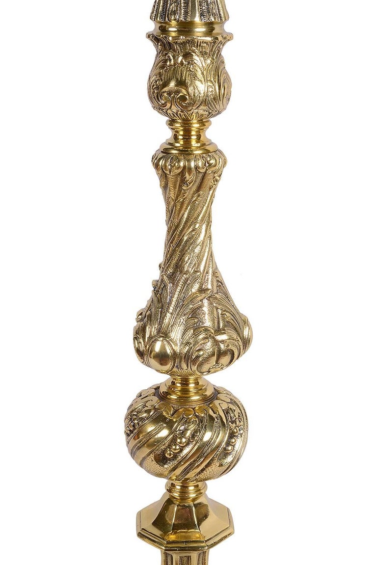 Pair of Late 19th Century Brass Rococo Influenced Standard Lamps at 1stDibs