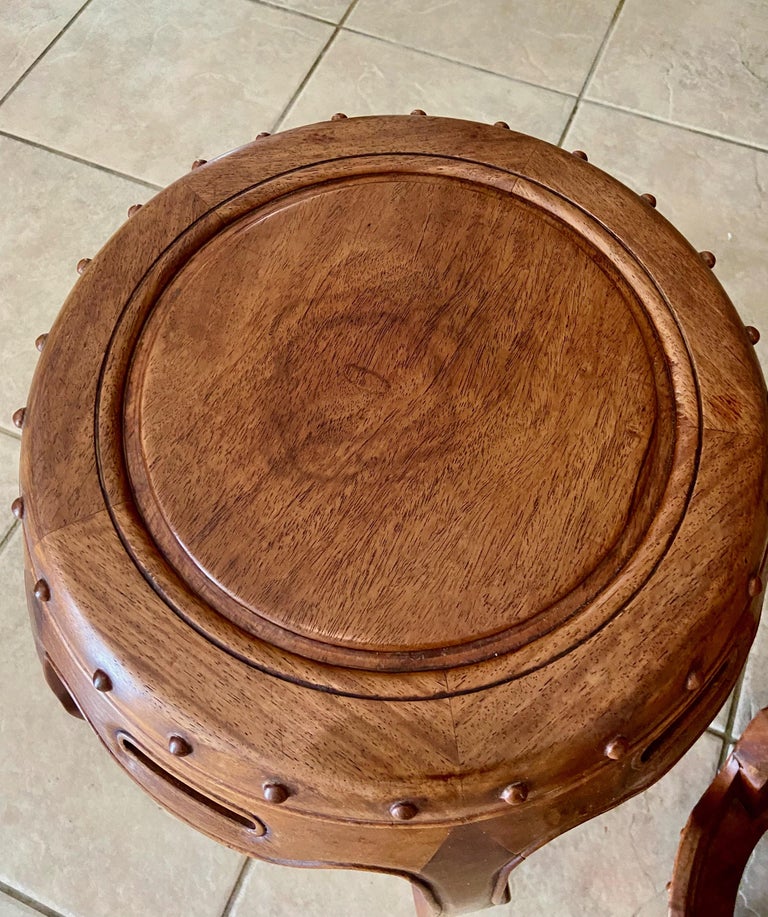 Pair Late Qing Dynasty Chinese Hardwood Garden Seat Stools For Sale at ...