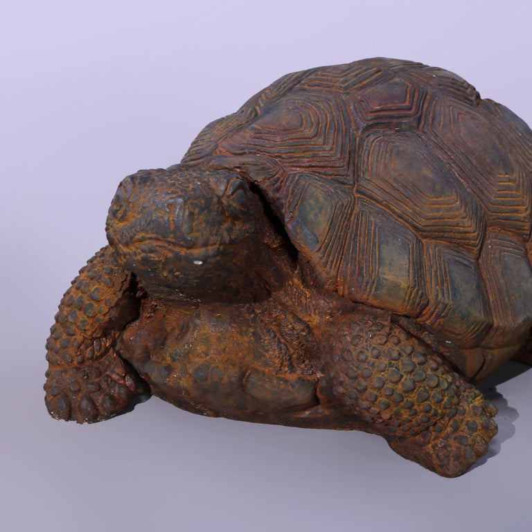 Pair Life Size Cast Hard Stone Tortoise Garden Statues in Bronzed ...