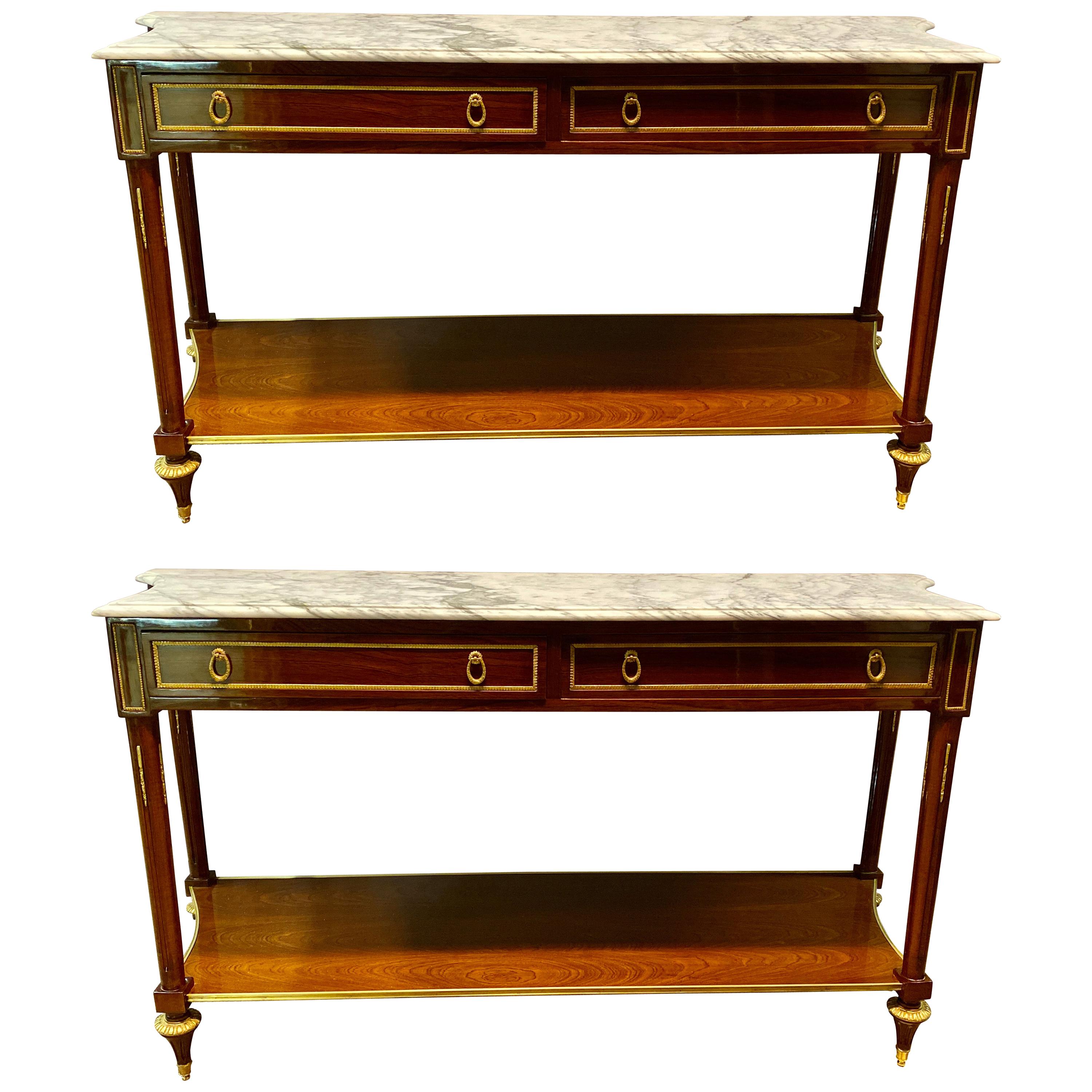 Louis XVI Carrara Marble Top Console Table at 1stDibs