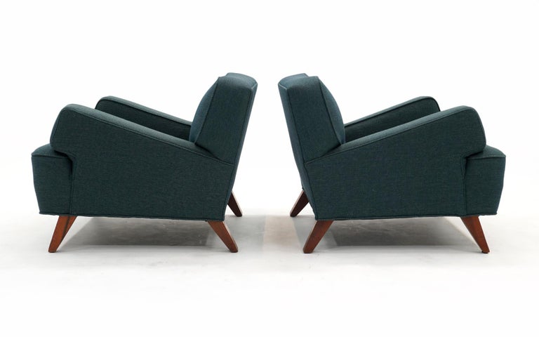 Pair Lounge Chairs by Jens Risom, Original, Early, Rare Angled Arm ...