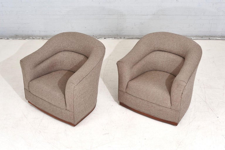 Pair Lounge Chairs W / Walnut Plinth Base, 1960 For Sale at 1stDibs
