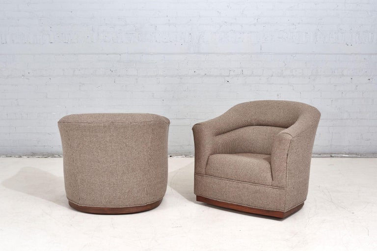 Pair Lounge Chairs W / Walnut Plinth Base, 1960 For Sale at 1stDibs