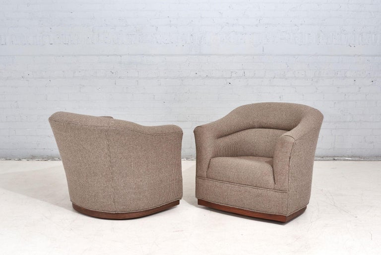 Pair Lounge Chairs W / Walnut Plinth Base, 1960 For Sale at 1stDibs