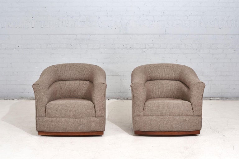 Pair Lounge Chairs W / Walnut Plinth Base, 1960 For Sale at 1stDibs