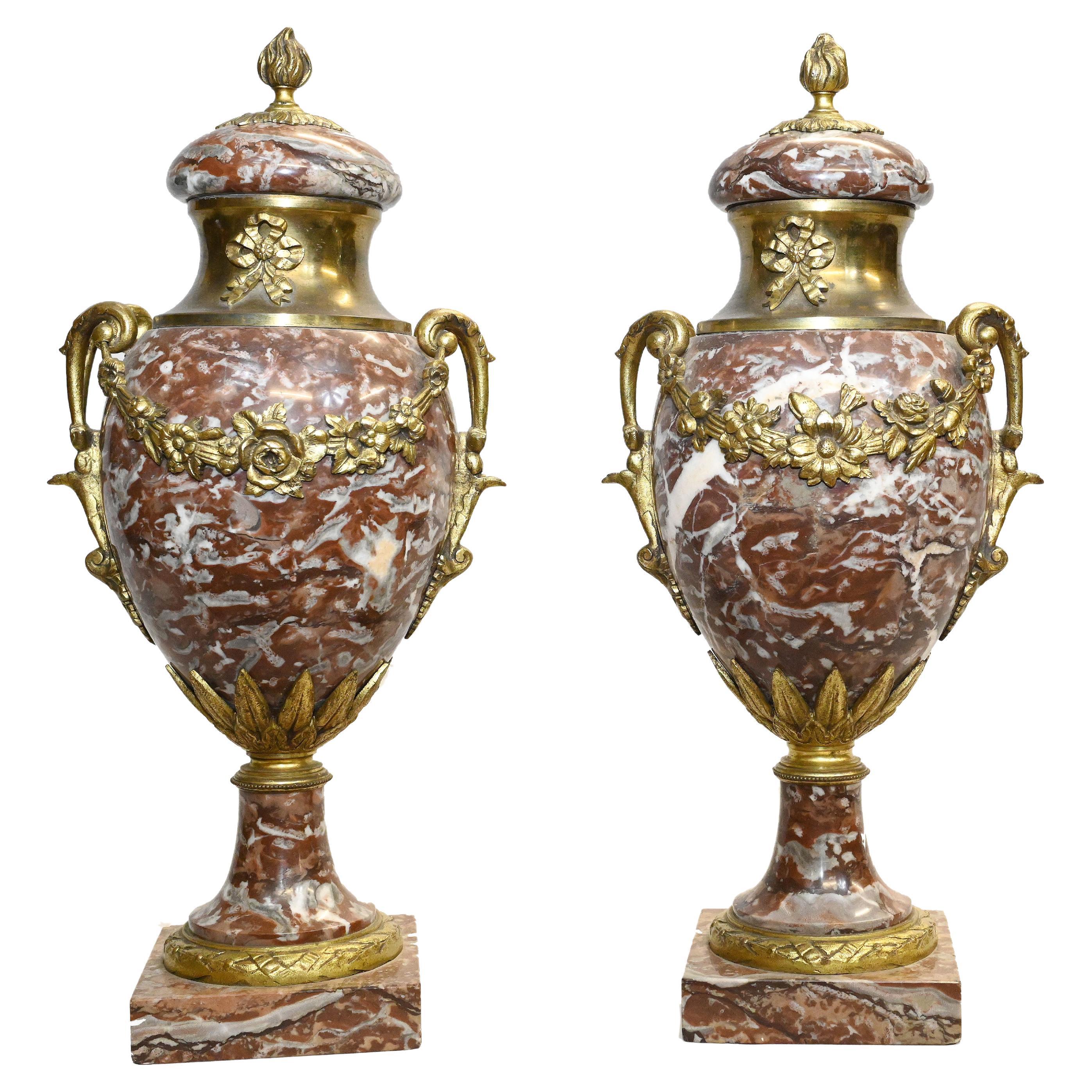Pair Marble Cassolettes Antique French Marble Urns, 1890 For Sale at ...