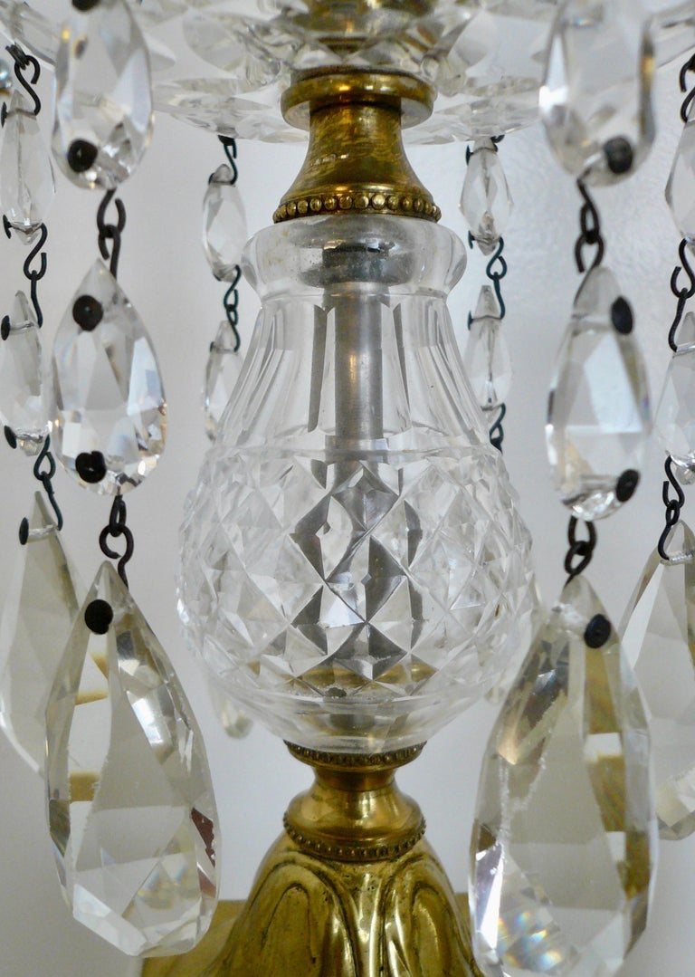 Pair Marble, Jasper Ware and Crystal Lustres, or Candlesticks For Sale ...