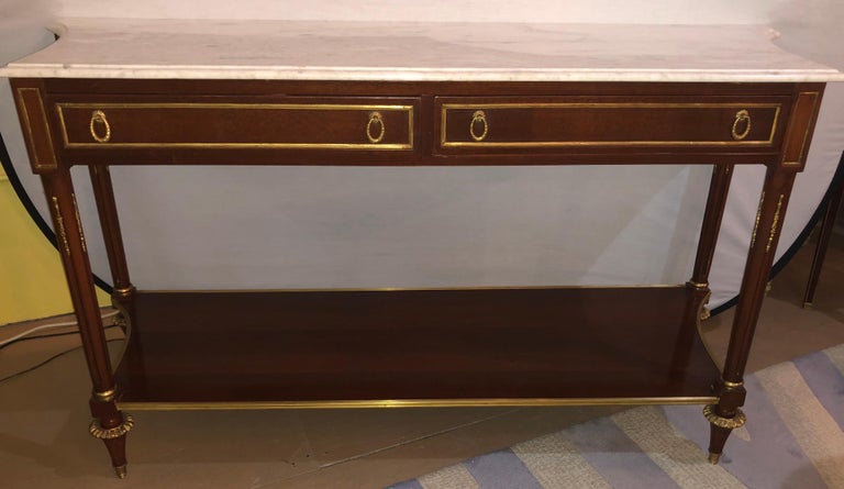 Marble Top Russian Neoclassical Console, Concave Sides and Bronze ...