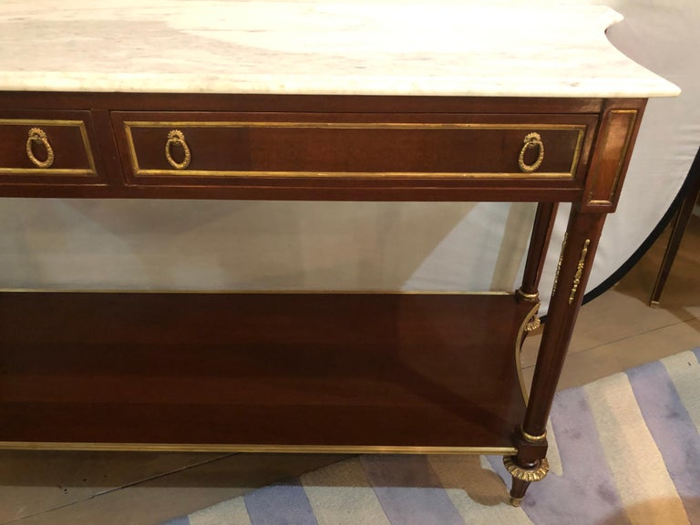 Marble Top Russian Neoclassical Console, Concave Sides and Bronze ...
