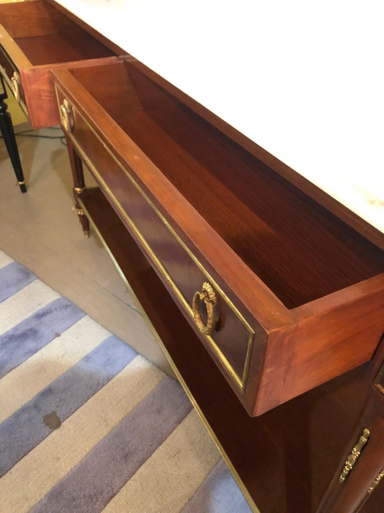 Marble Top Russian Neoclassical Console, Concave Sides and Bronze ...