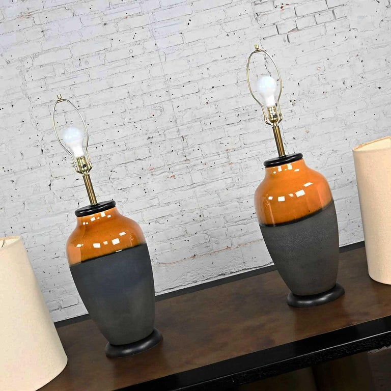 Pair MCM Black and Gold Large Scale Table Lamps by Carstens Tonnieshof ...